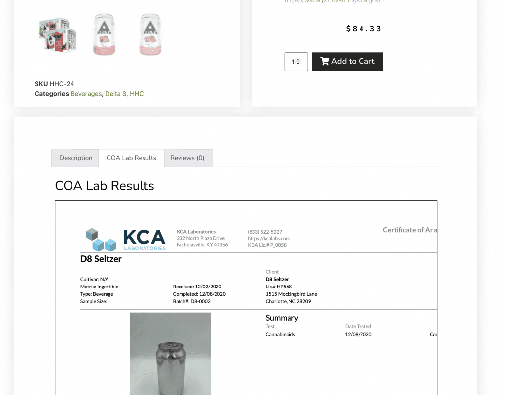 COA’s – North Carolina Grapevine Distributors CBD